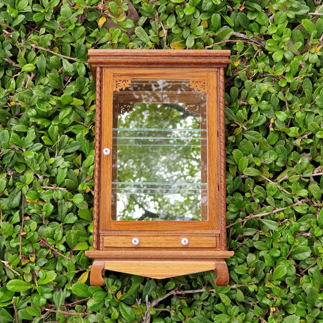 Small Glass Display Cabinet Curio Case Small Toys Miniature Dollhouse ...