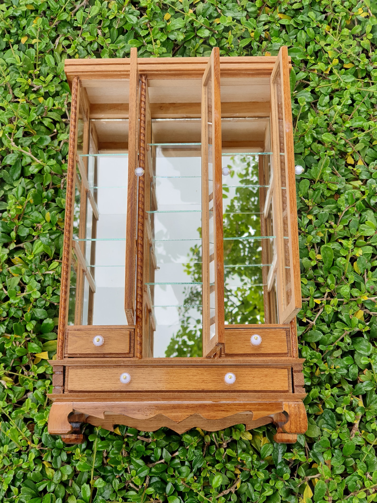 Glass Display Cabinet Small Wooden Display Case 11in Figure - Etsy