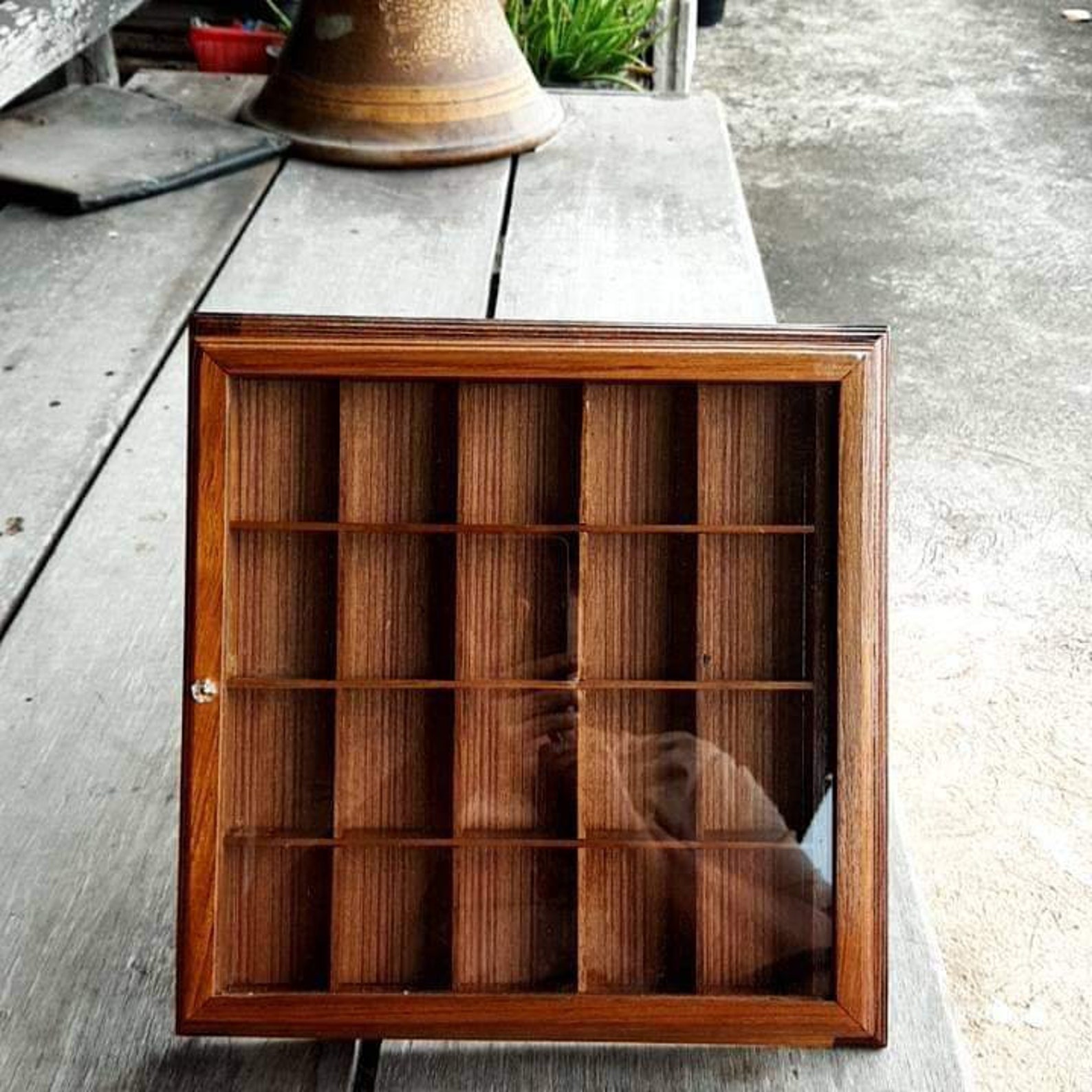 Wooden 20 Compartment Display Box Storage Box Rock Organizer Box ...