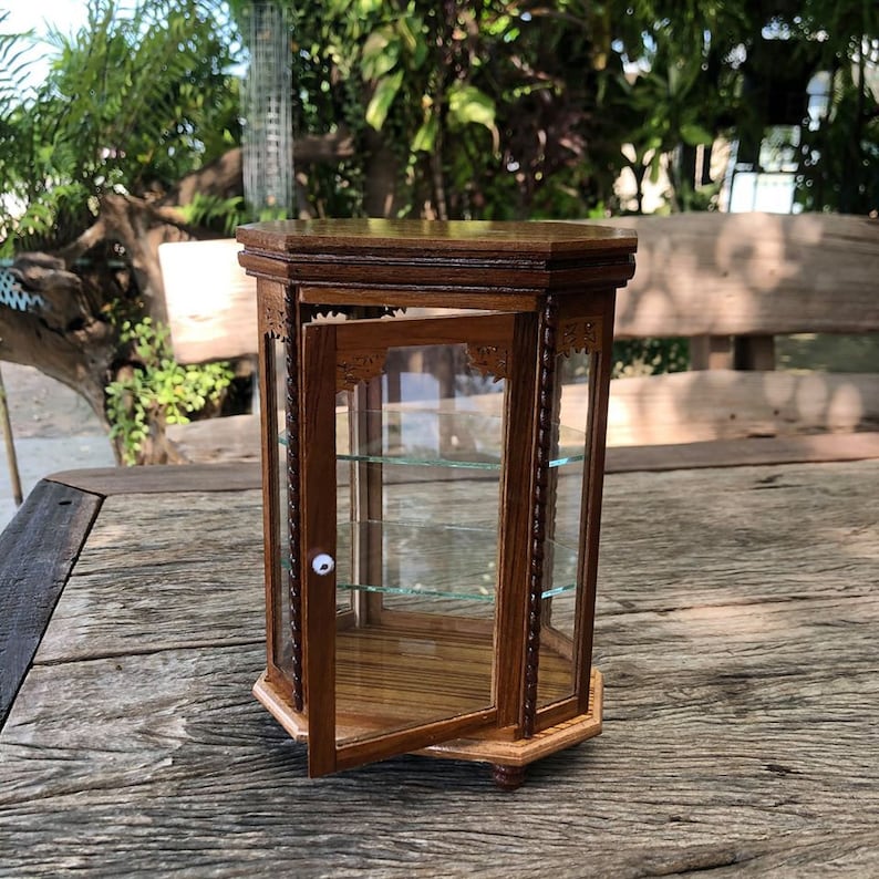 Small Curio Cabinet 8 Square & Glassed Display Cabinet Case - Etsy