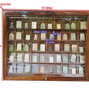 Wall Mounted Box Compartment 50 Slot Shadow Box Wood Display Wall Hang ...