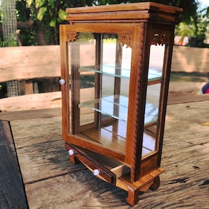 Small Glass Display Cabinet Curio Case Small Toys Miniature Dollhouse ...