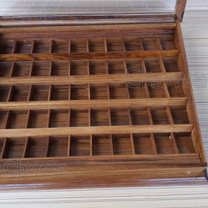 Wall Mounted Box Compartment 50 Slot Shadow Box Wood Display Wall Hang ...