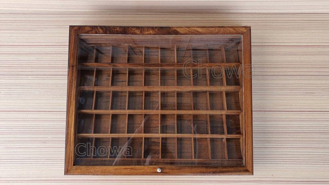 Wall Mounted Box Compartment 50 Slot Shadow Box Wood Display - Etsy