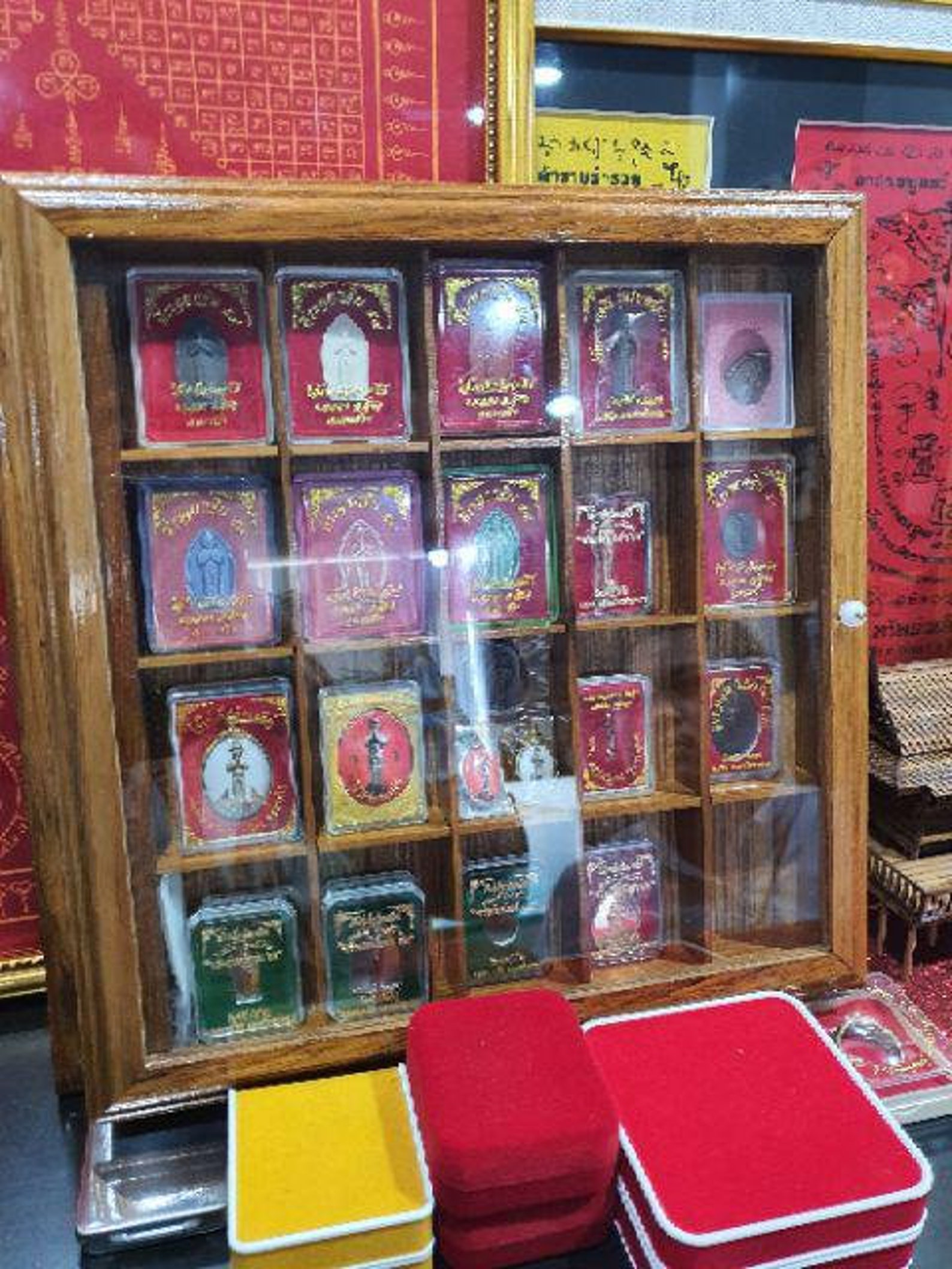 Wooden 20 Compartment Display Box Storage Box Rock Organizer Box ...