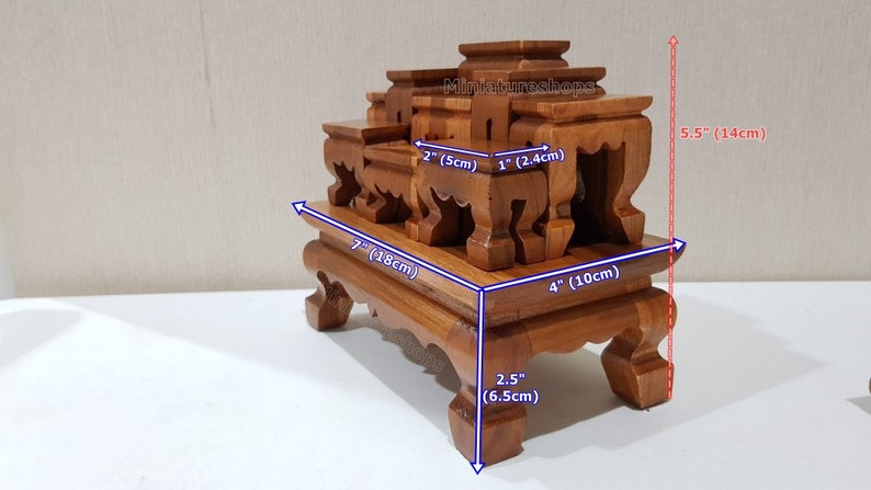 Small Buddha Altar Amulets Golden Tables SET 9 Teak Wood Small | Etsy