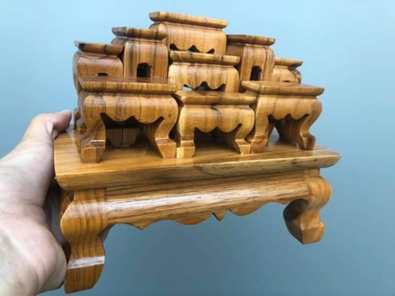 Small Buddha Altar Amulets Golden Tables SET 9 Teak Wood Small | Etsy