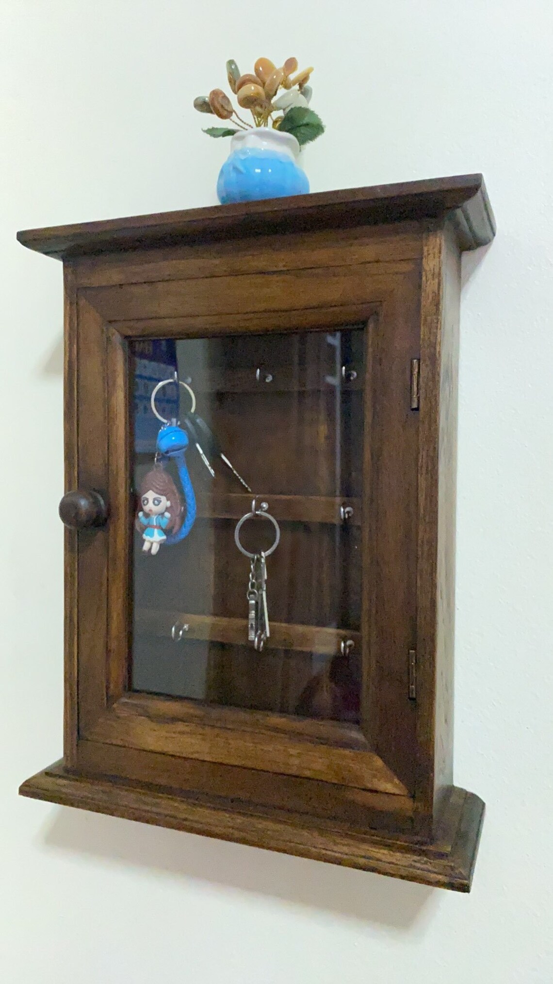 Key Box Holder Wall Cabinet Teak Key Wooden Wall Mounted 1 - Etsy