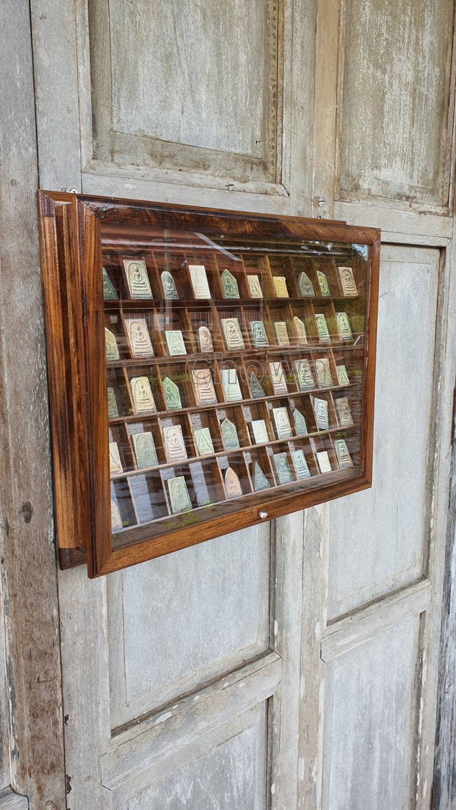 Wall Mounted Box Compartment 50 Slot Shadow Box Wood Display - Etsy