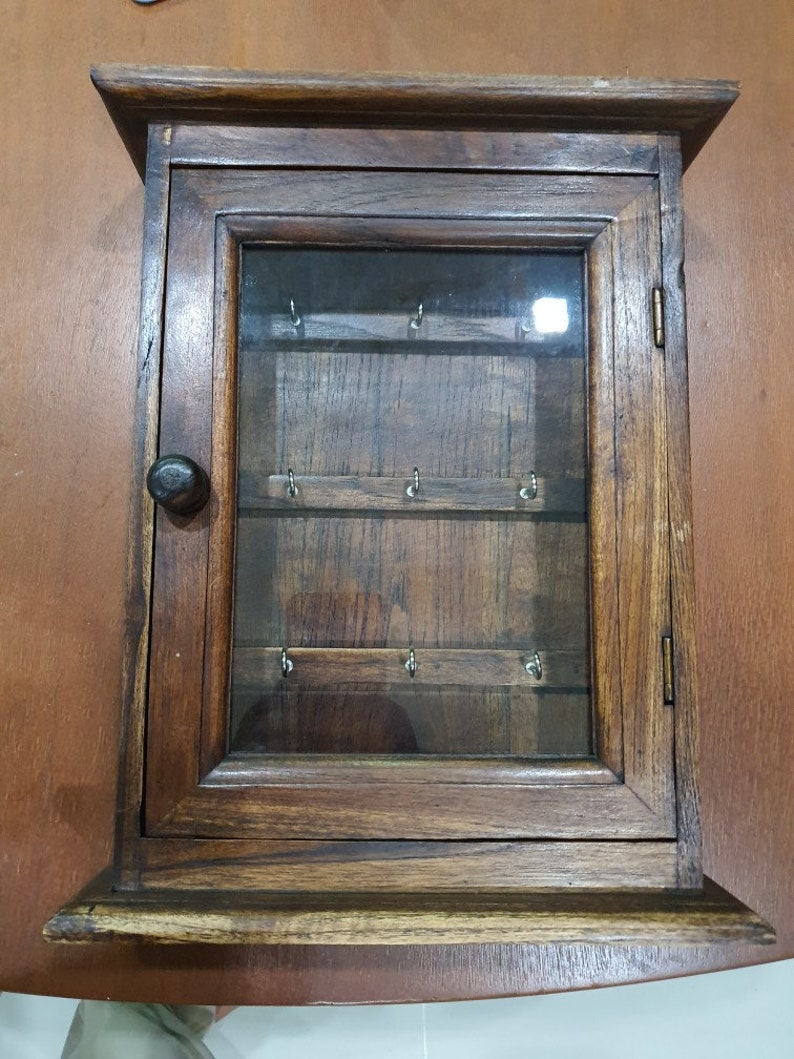 Key Box Holder Wall Cabinet Teak Key Wooden Wall Mounted 1 - Etsy
