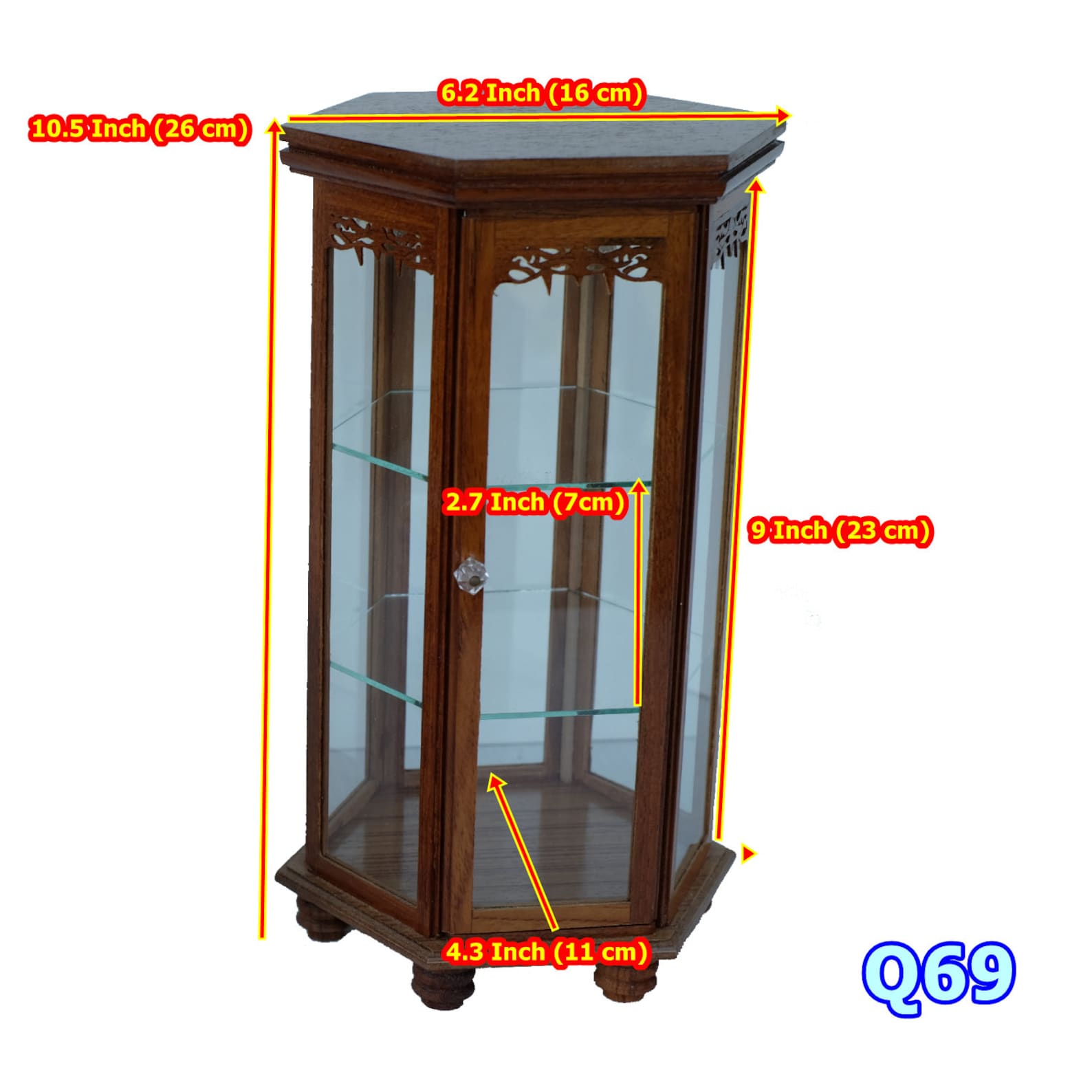 Small Curio Cabinet Hexagon & Glassed Display Cabinet Case | Etsy