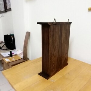 Key Box Holder Wall Cabinet Teak Key Wooden Wall Mounted 1 Door 9 Hooks ...