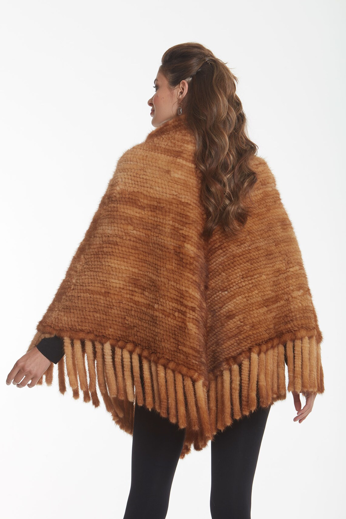 Knitted Mink- Golden Poncho Cape- Roll Neck - Etsy