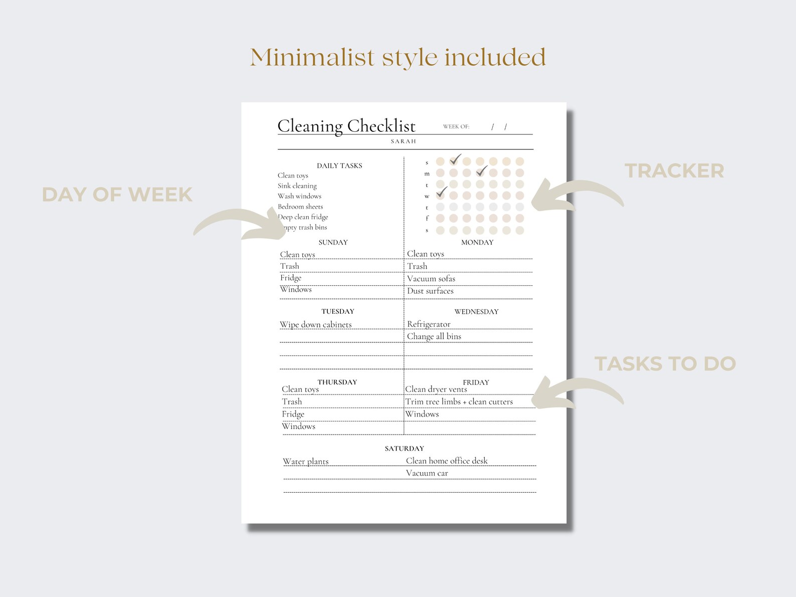 Editable Cleaning Checklist Template, Canva Template, Daily Weekly ...