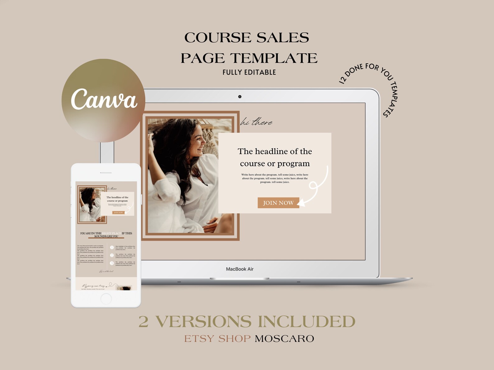 Sales Page Template Canva I Website Landing Page Template for Canva I Online Course Launch ...