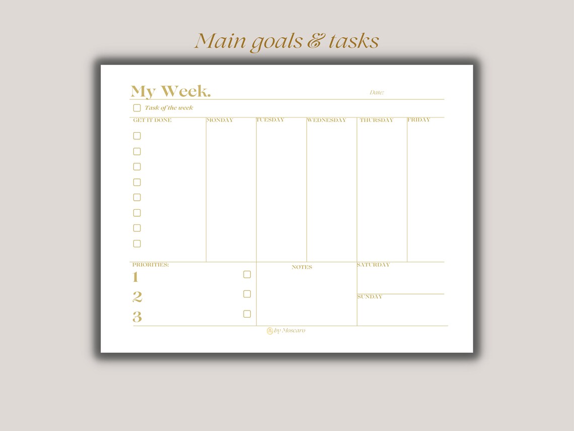 Minimalist Weekly Undated Planner Landscape Printable PDF - Etsy