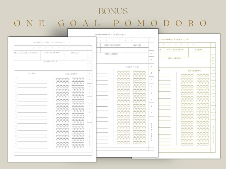 Simple Pomodoro Planner Printable Productivity Planner time Tracker A4 ...