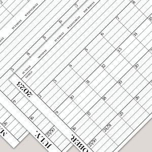 2023 Lined Monthly Calendars, Landscape, 8.5x11, A4, A5, Sunday Start ...