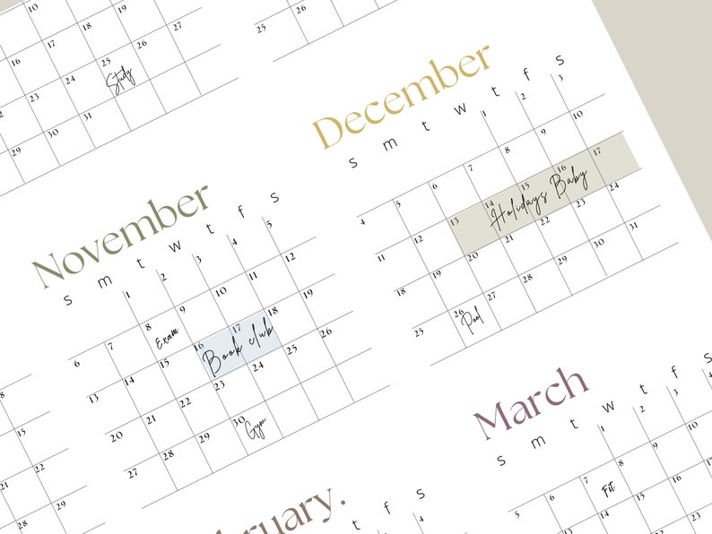 Academic Calendar, Large Academic Planner 2023-2024 Printable ...