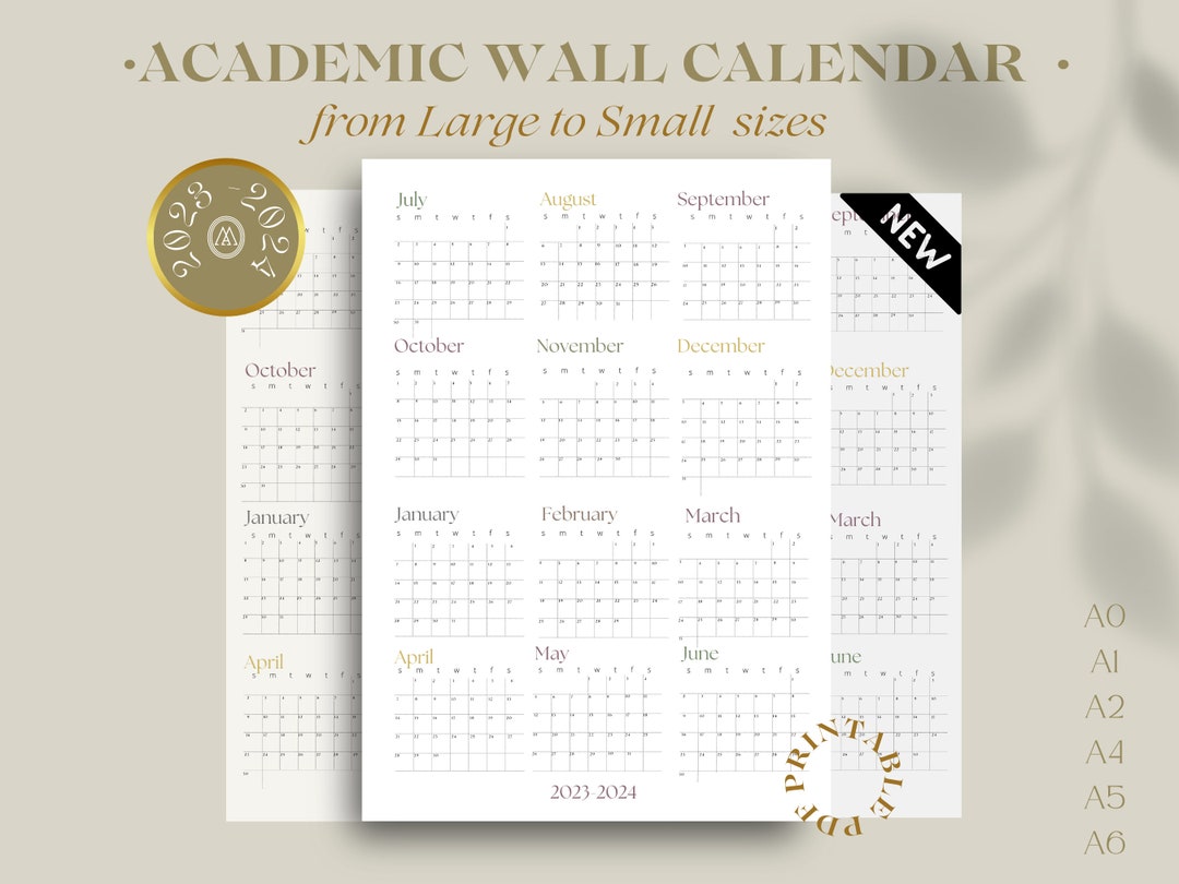 Academic Calendar, Large Academic Planner 2023-2024 Printable ...