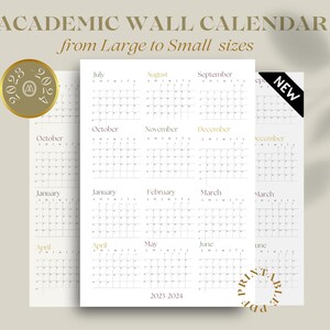 Academic Calendar, Large Academic Planner 2023-2024 Printable ...