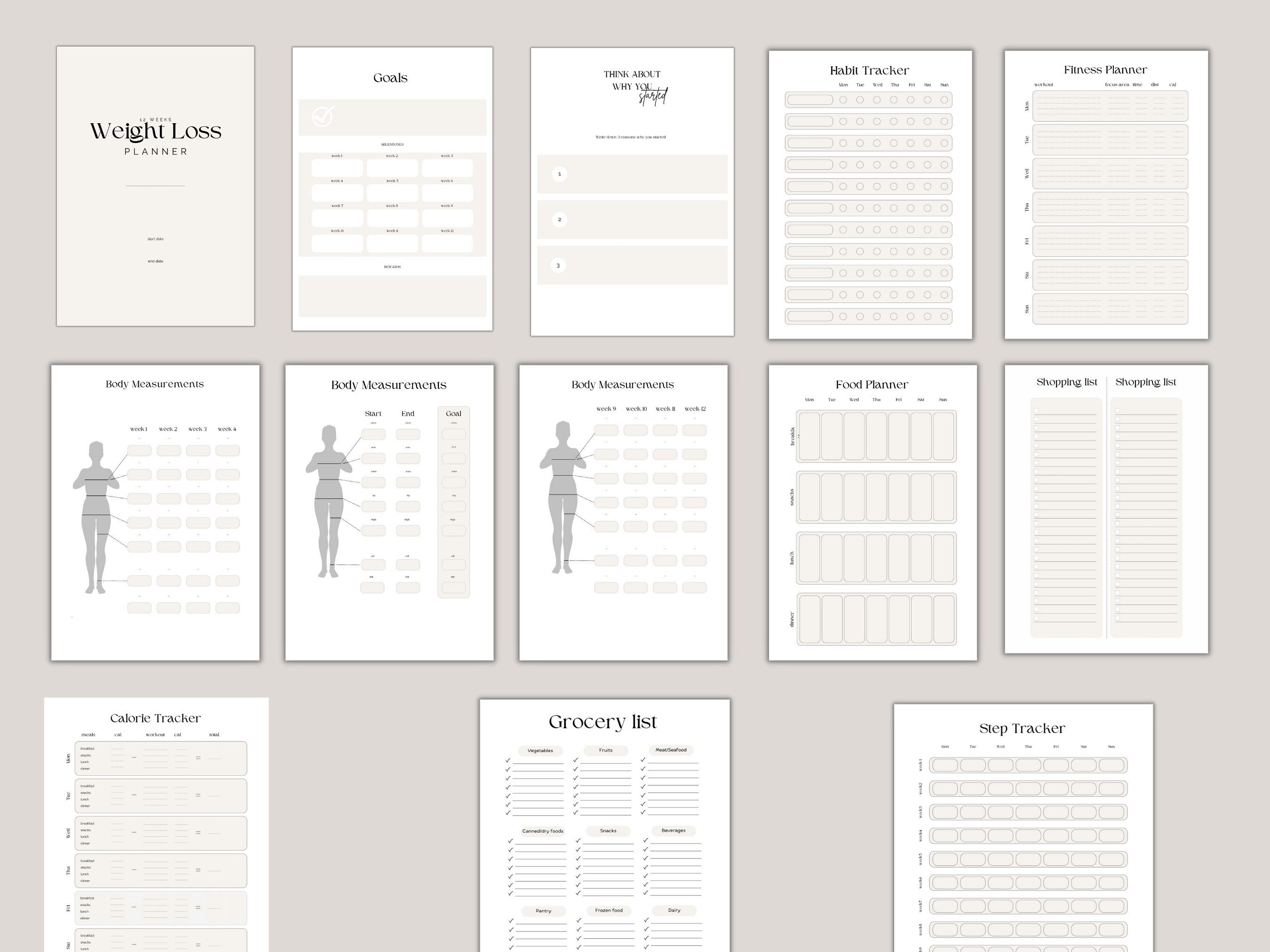 Body Measurement Tracker Printable, Weight Loss Tracker, Printable Body ...