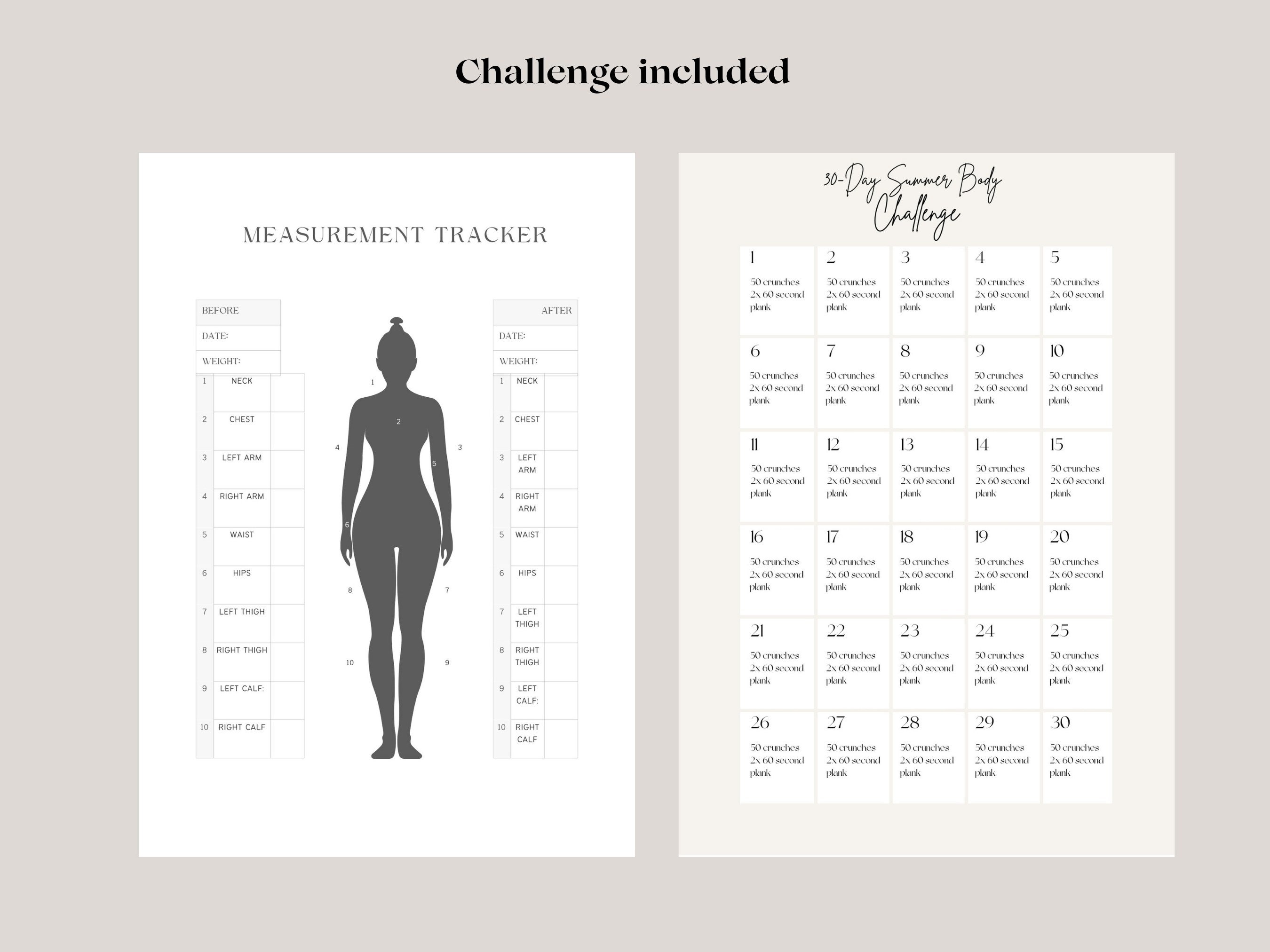 Body Measurement Tracker Printable, Weight Loss Tracker, Printable Body ...