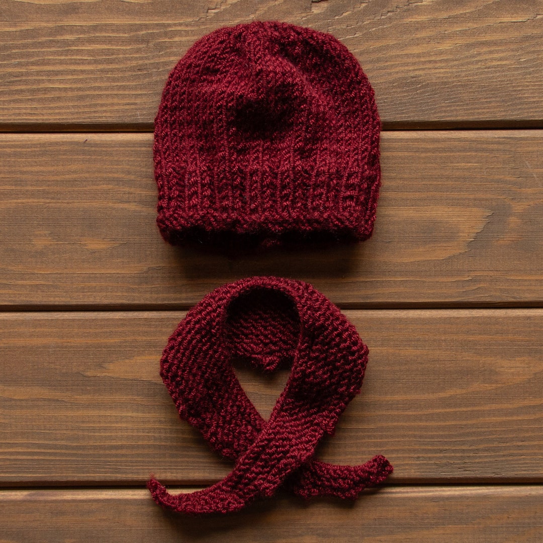 Waldorf ** Inspired Doll Claret Red Yarn Hat and Scarf for 16 - 14 Inch ...