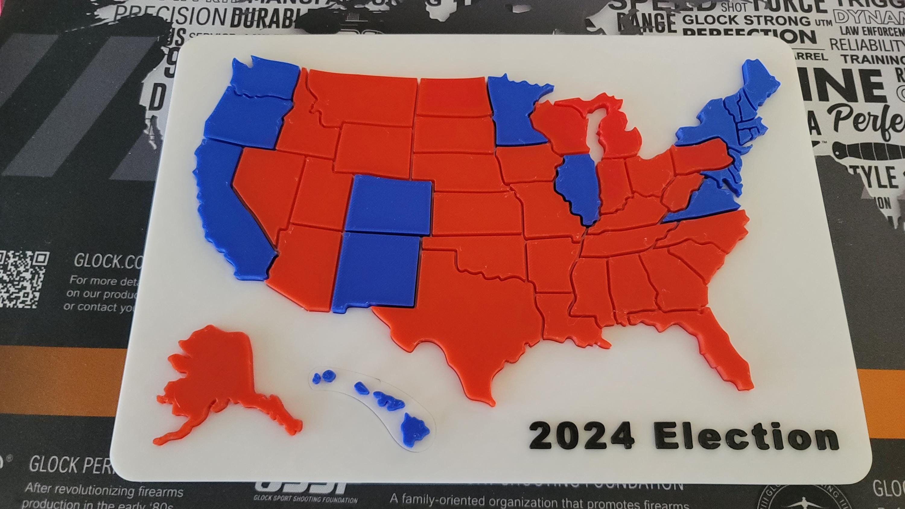 3D Printed U.S. Election Map Puzzle – Donald Trump Vs. Kamala Harris ...