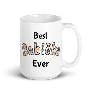Best Babicka Ever White Floral Ceramic Mug Czech Grandma Mug Mother's ...