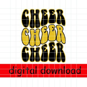 Cheer SVG File Instant Download, Black and Gold Cheerleader SVG Cheer ...