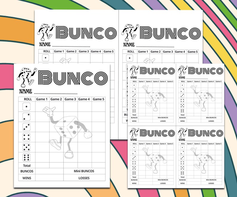 Bunco Score Card Sheet Printableboho Bunco Scoresheet Retro - Etsy