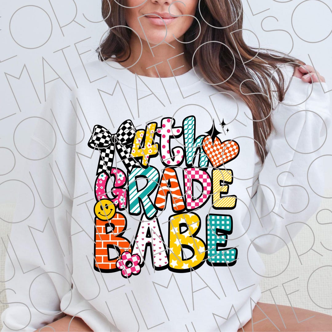 4th Grade Babe PNG | Retro Teacher Back to School Sublimation Design ...
