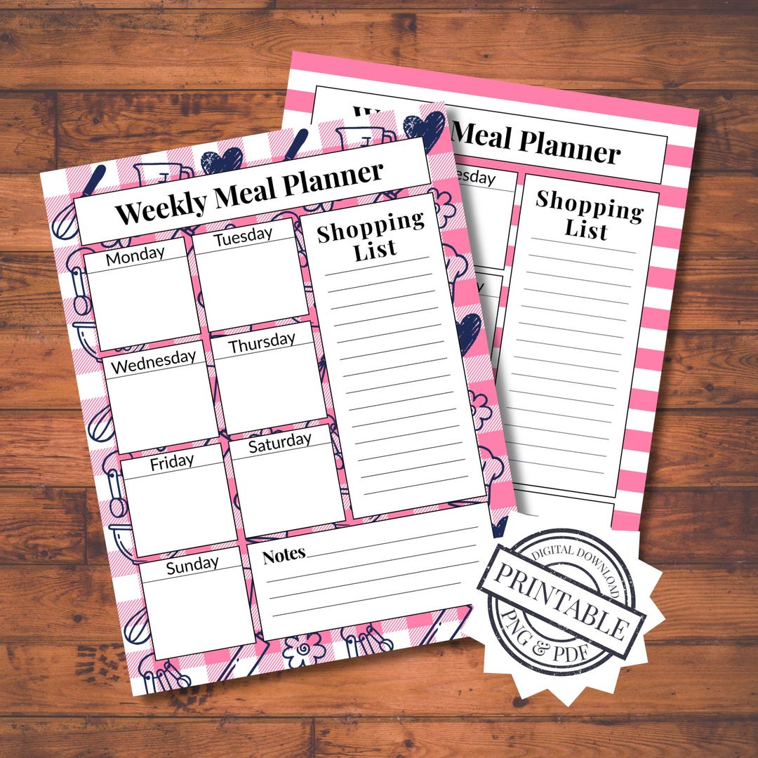 Weekly Meal Planner Printable 8.5x11 PDF Meal Planning Sheet With ...
