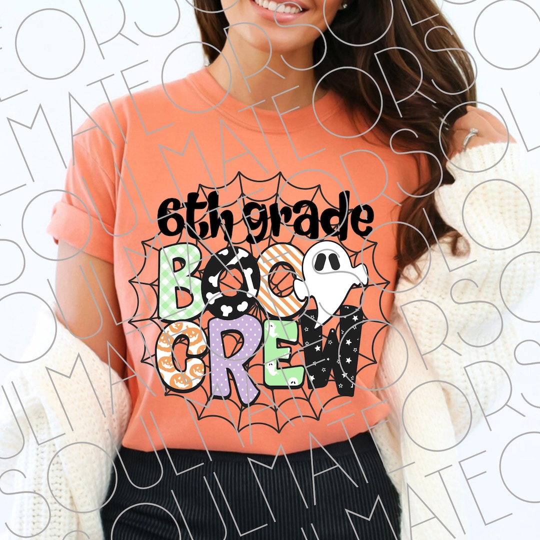 6th Grade Boo Crew PNG – Halloween Teacher Shirt Design – Cute Ghost ...