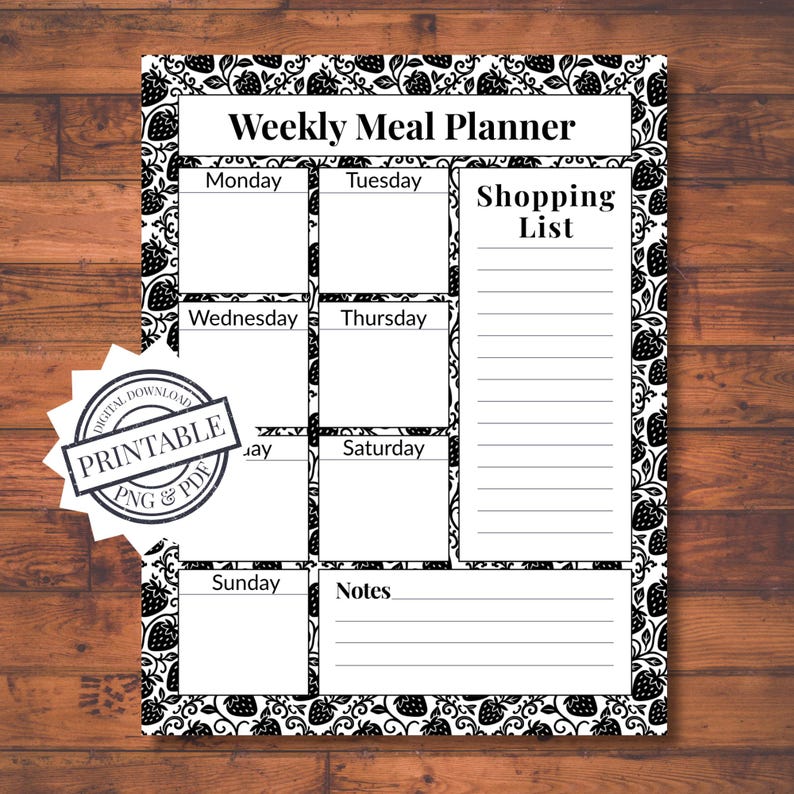 Weekly Meal Planner Printable 8.5x11 PDF Meal Planning Sheet With ...