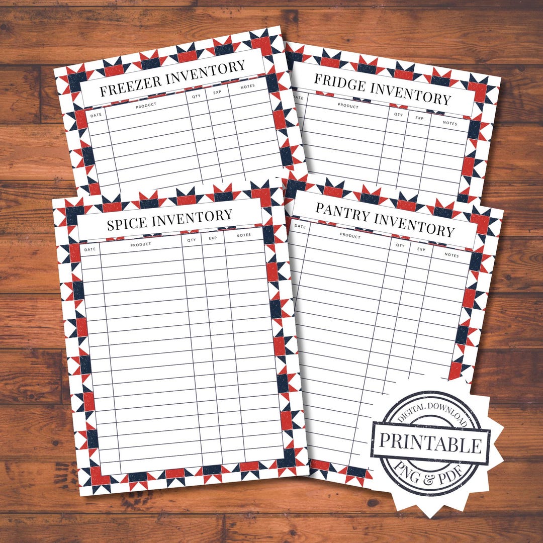 Kitchen Inventory Printable Bundle PDF Pantry, Spice, Freezer & Fridge ...