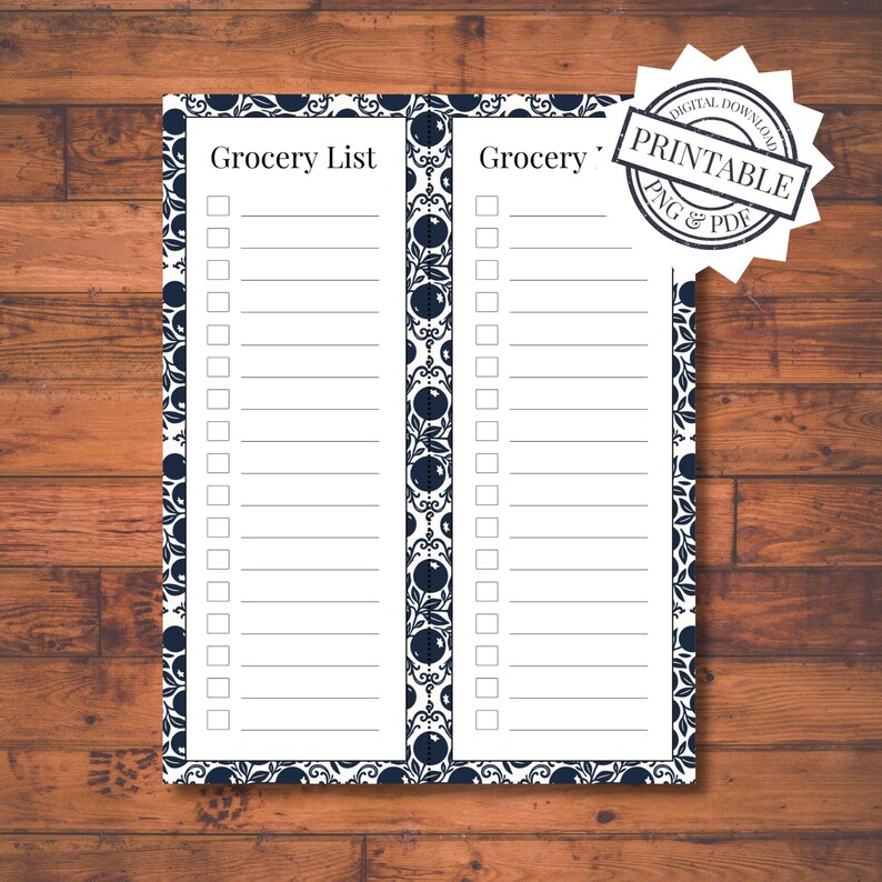 Printable Grocery List PDF Single Page and Two‑per‑page Shopping List ...
