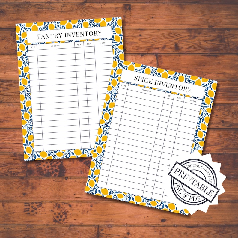 Kitchen Inventory Printable Bundle PDF Pantry, Spice, Freezer & Fridge ...