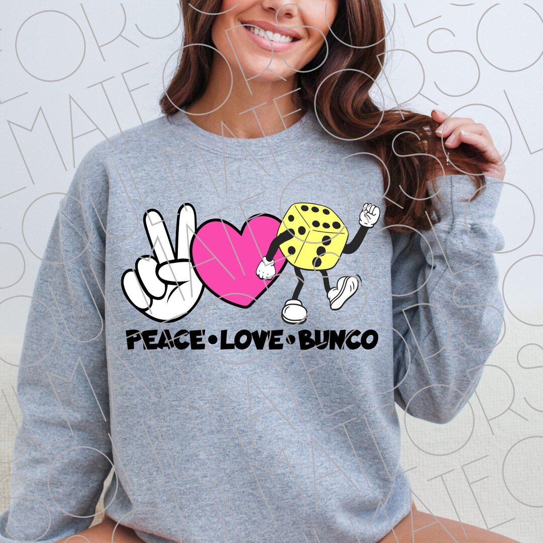 Peace Love Bunco PNG, Retro Bunco Printable Shirt Design for Game Night ...