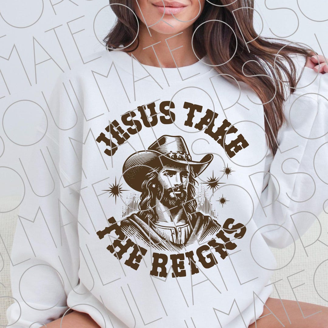 Western Jesus Take the Reigns PNG, Christian Cowboy Cowgirl Country ...