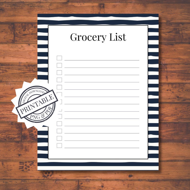 Printable Grocery List PDF Single Page and Two‑per‑page Shopping List ...