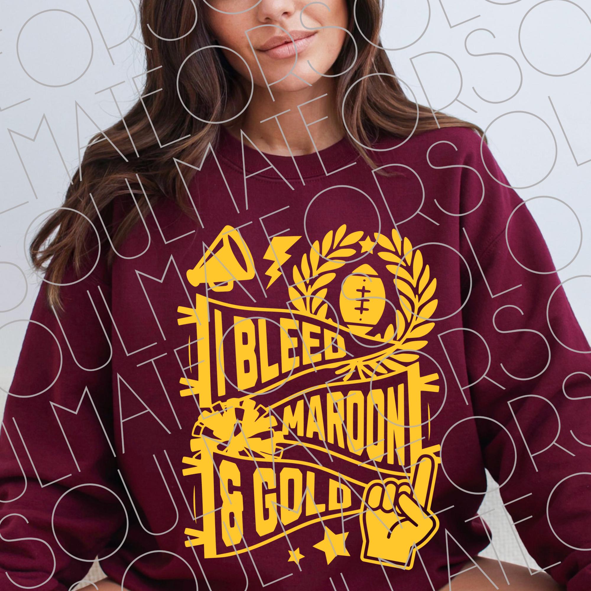 I Bleed Maroon & Gold SVG PNG – Football Game Day Shirt Design Single ...