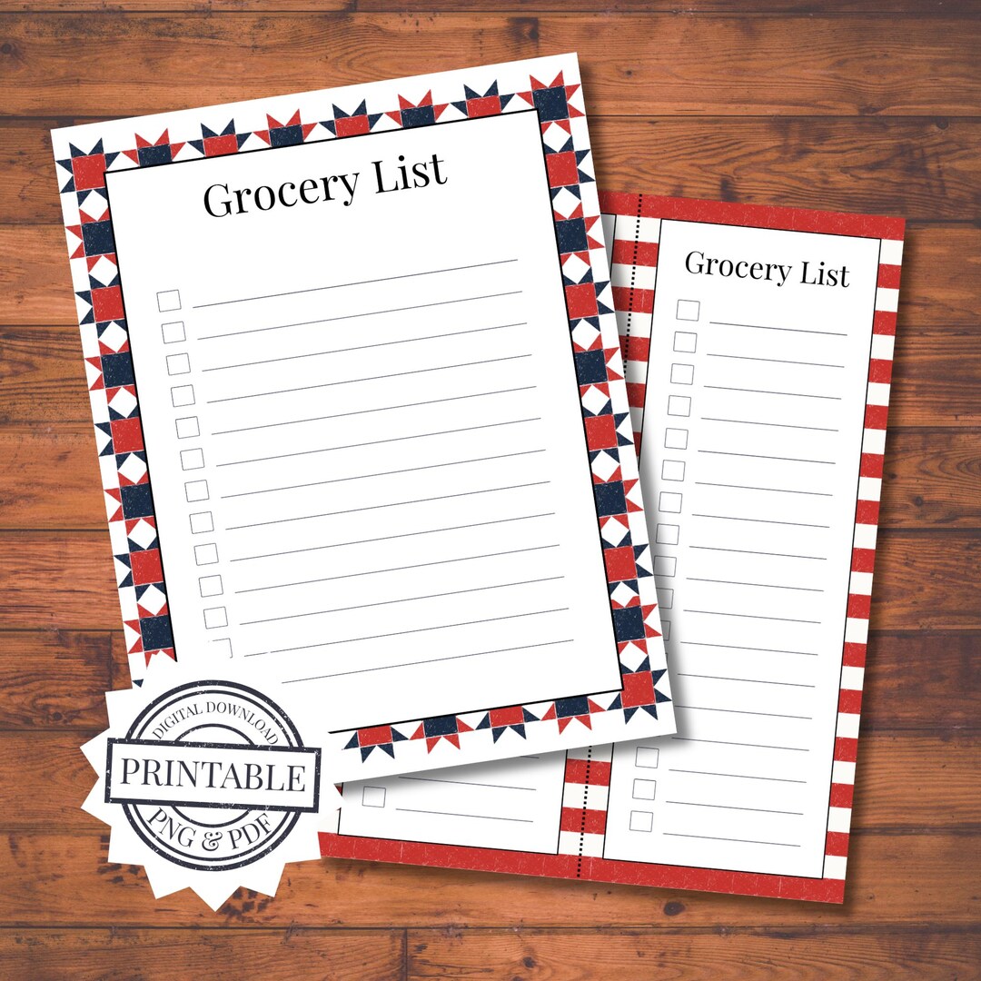 Printable Grocery List PDF Single Page and Two‑per‑page Shopping List ...