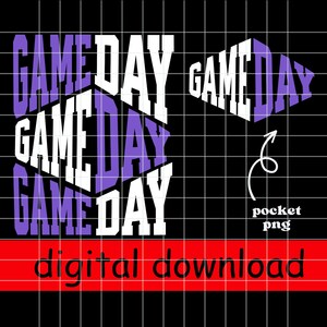 Game Day SVG PNG, Varsity Retro Sports Front & Back Purple White Shirt ...