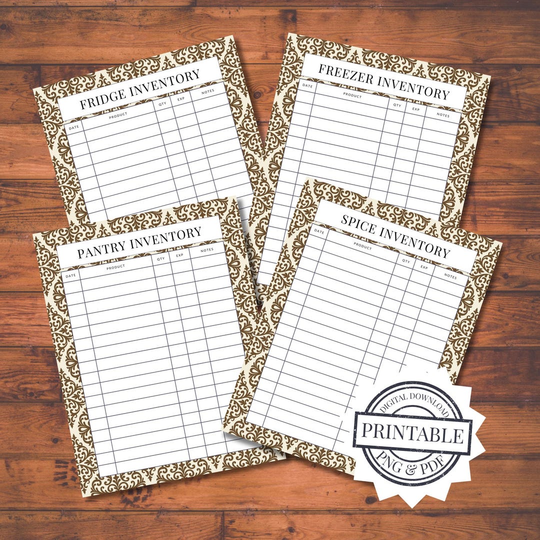 Kitchen Inventory Printable Bundle PDF Pantry, Spice, Freezer & Fridge ...