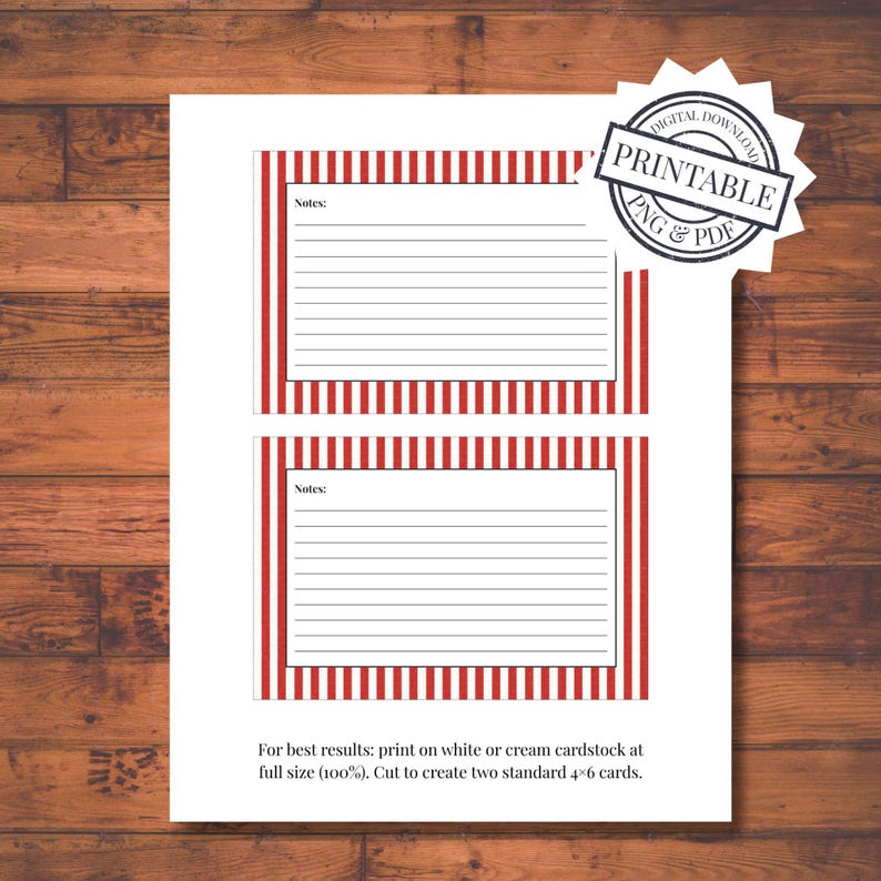 4x6 Recipe Cards Printable Front and Back Recipe Card Template PDF ...