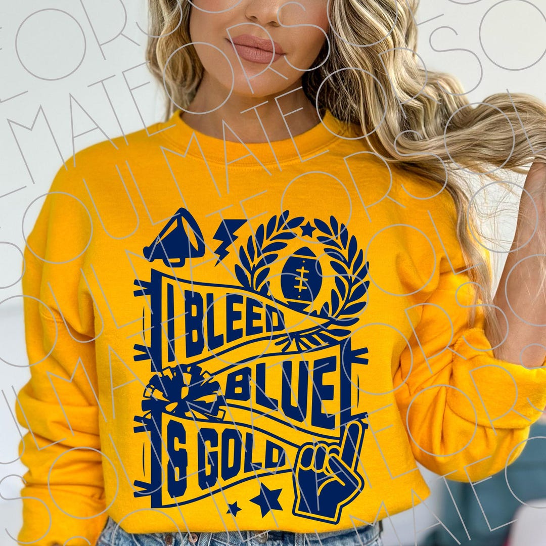 I Bleed Blue & Gold SVG PNG – Football Game Day Shirt Design Single ...