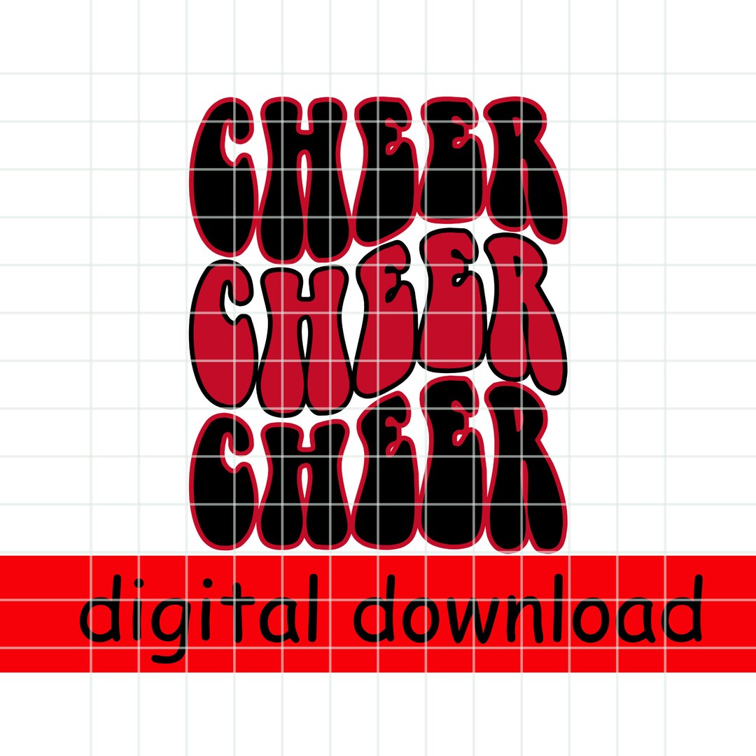 Cheer SVG File Instant Download, Red and Black Cheerleader SVG Cheer ...