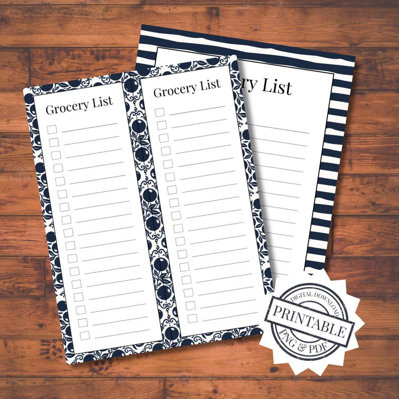 Printable Grocery List PDF Single Page and Two‑per‑page Shopping List ...